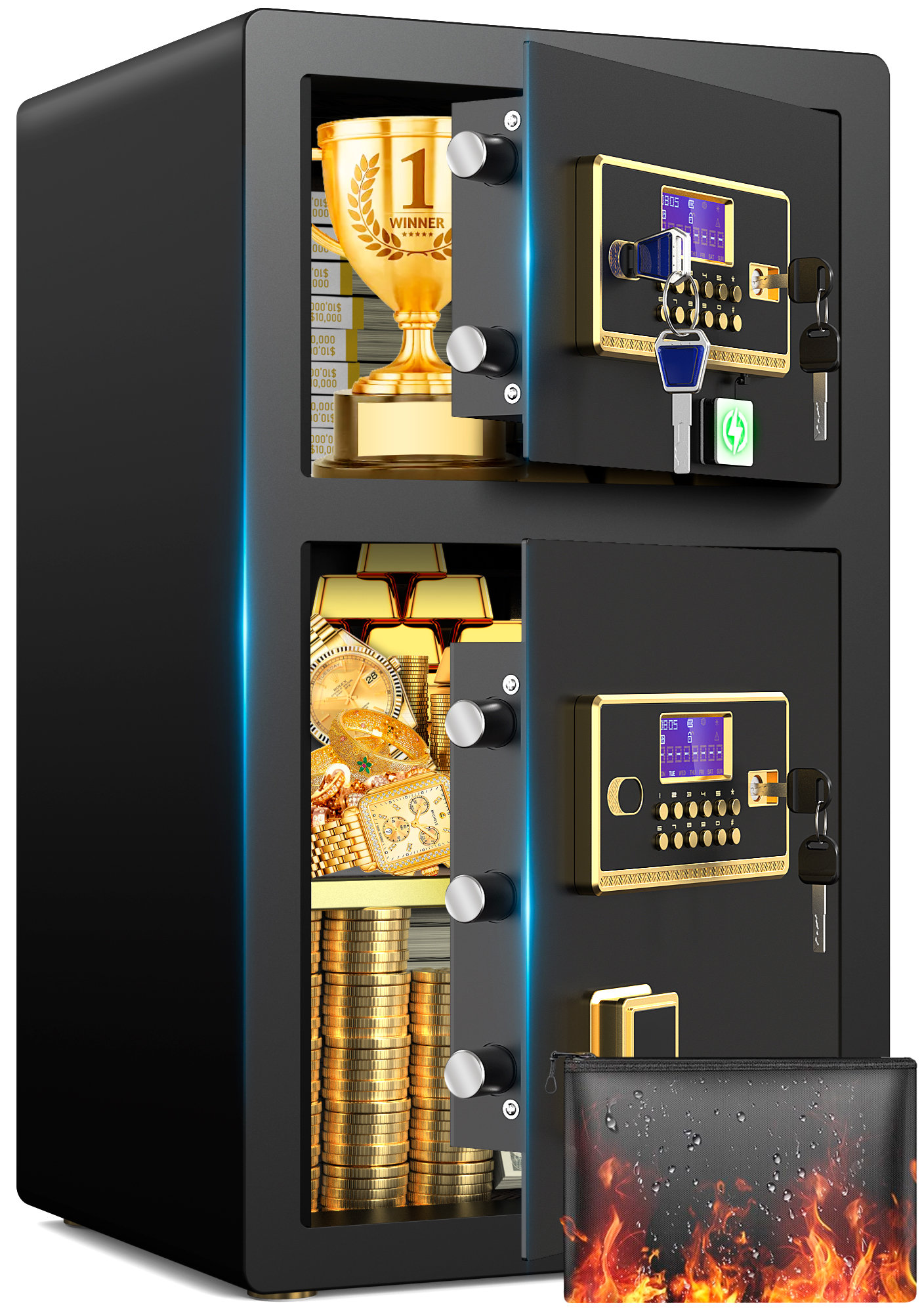 Besafety 7.66 Cuft Large Double Door Safe Box, Digital Keypad Home Safe ...