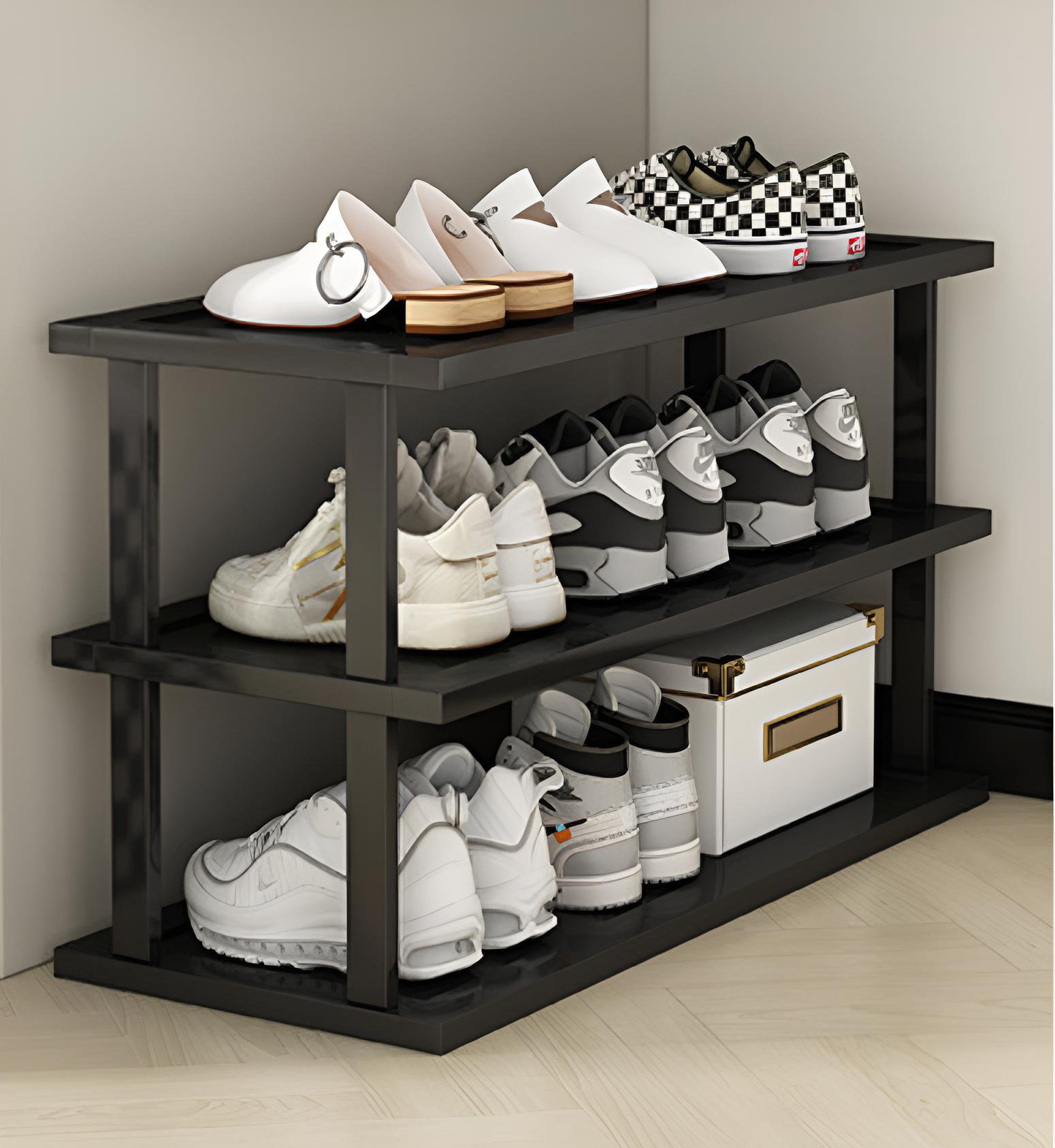 Rebrilliant Shoe Organizer Shelf, Black Shoe Rack - Wayfair Canada