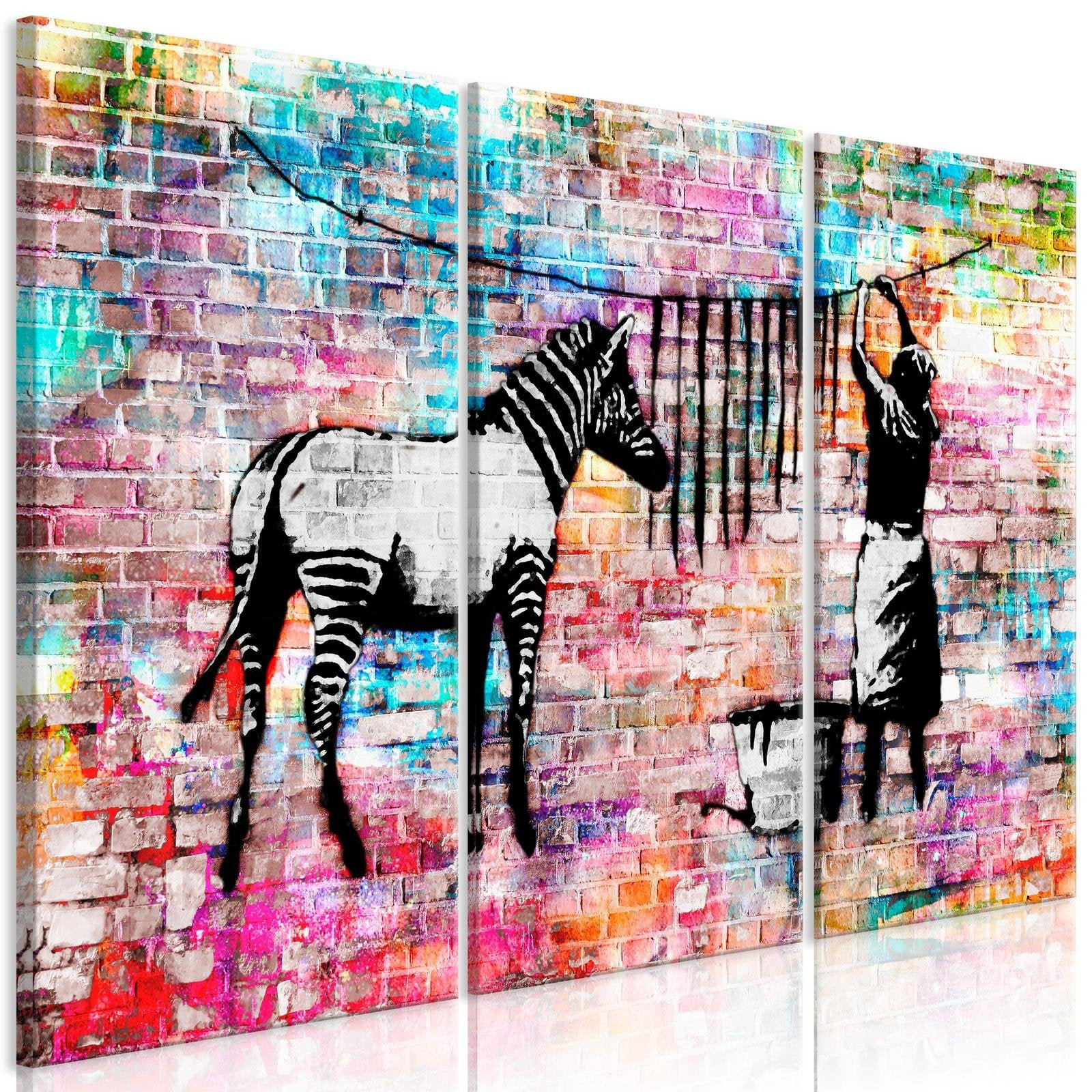 Latitude Run® Stretched Canvas Street Art - Banksy Washing Zebra ...