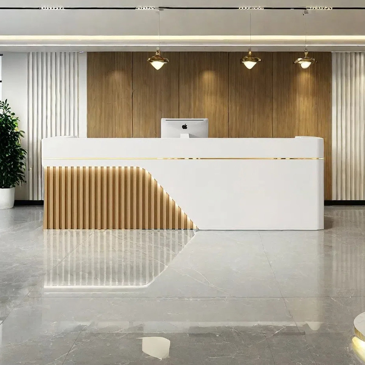 OX Art Reception Desk 110.23” Modern Writing Desk, Computer Table & Front Desk - Wayfair Canada