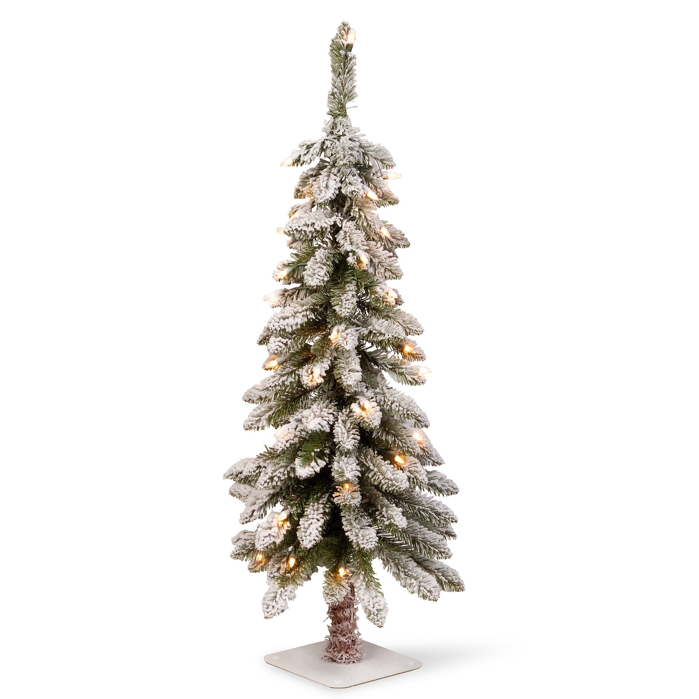 The Holiday Aisle® 4 ft. Snowy Downswept Forestree with Clear Lights ...
