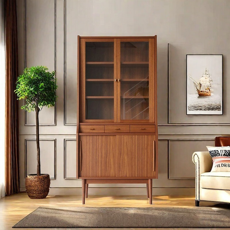 Parttlion Glass door bookcase display case | Wayfair