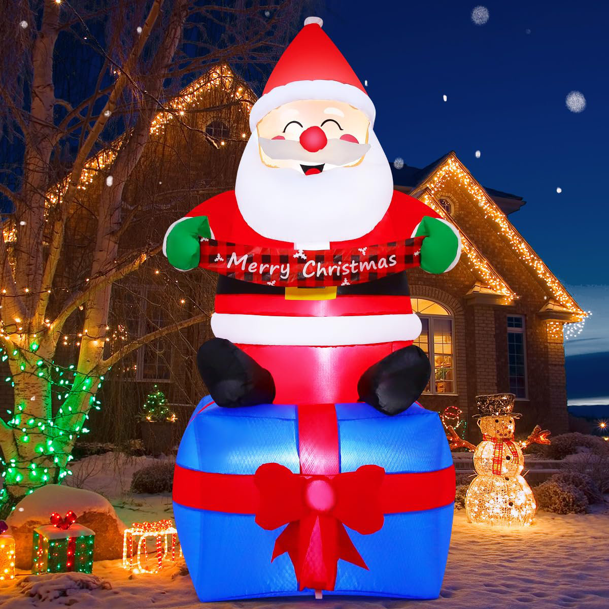 GOOSH Christmas Inflatables 6 Ft Christmas Santa Inflatables With Built ...