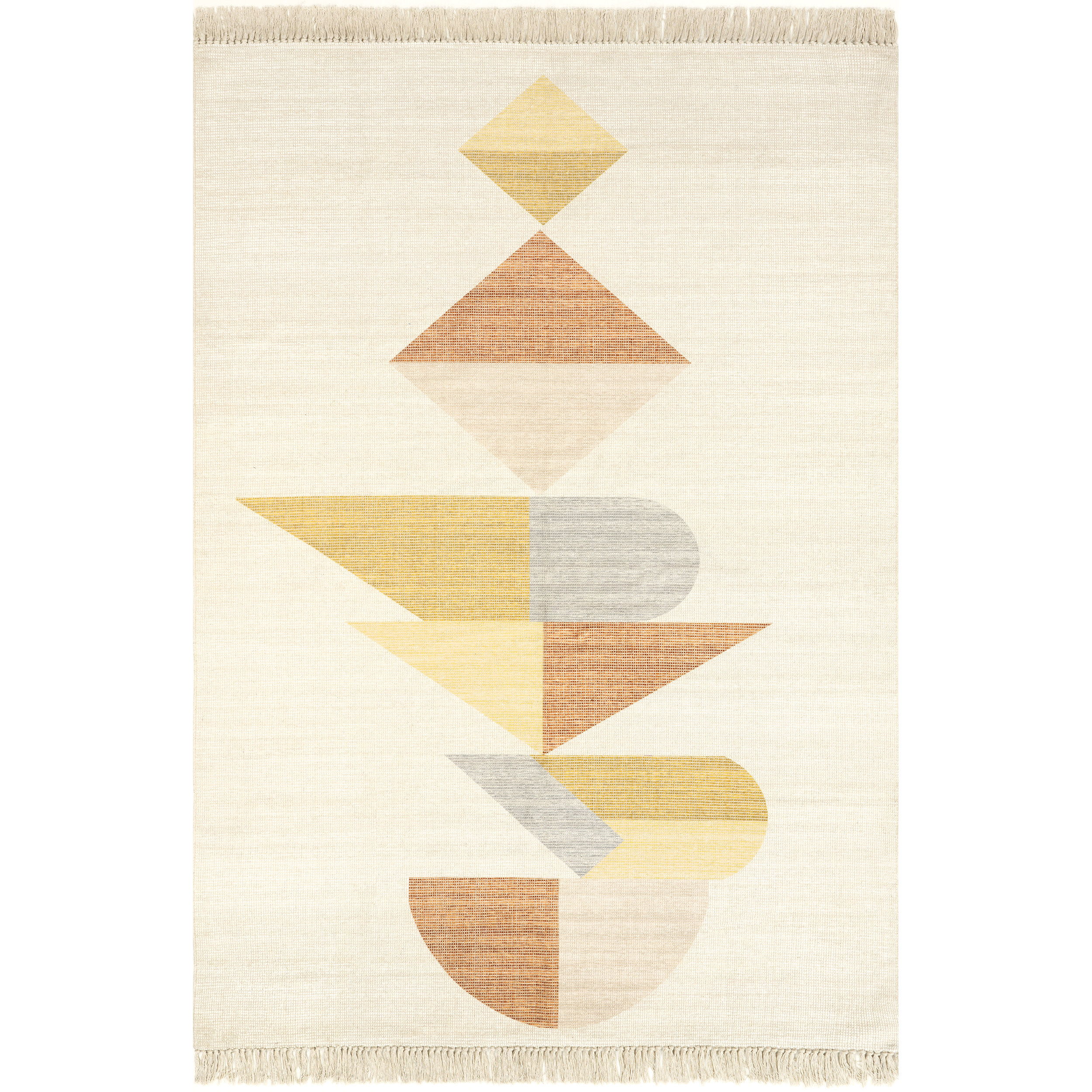 George Oliver Coralie Modern Stacked Shapes Tasseled Area Rug | Wayfair