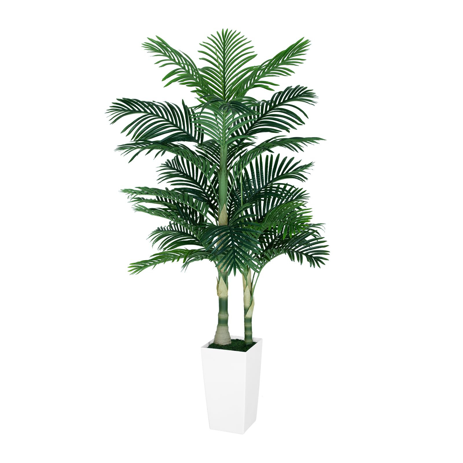 Bay Isle Home™ Artificial Palm Tree 7ft In White Pot Tropical Faux ...