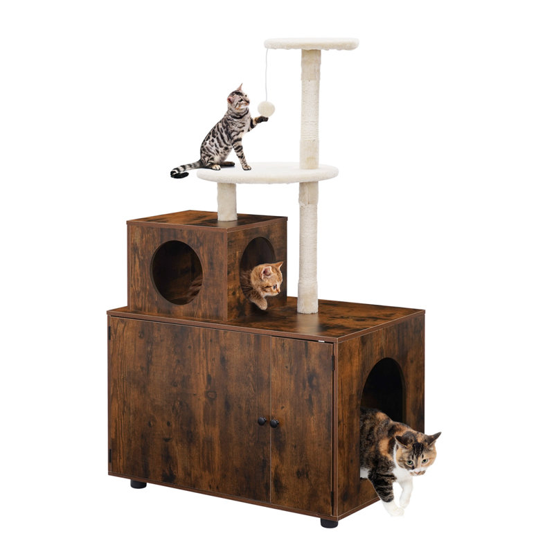 Tucker Murphy Pet™ 52" Cinnamin Enclosure Furniture Wooden Cat Condo ...