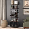 17 Stories Feldstein Floor Wine Bottle & Glass Rack Black | Wayfair