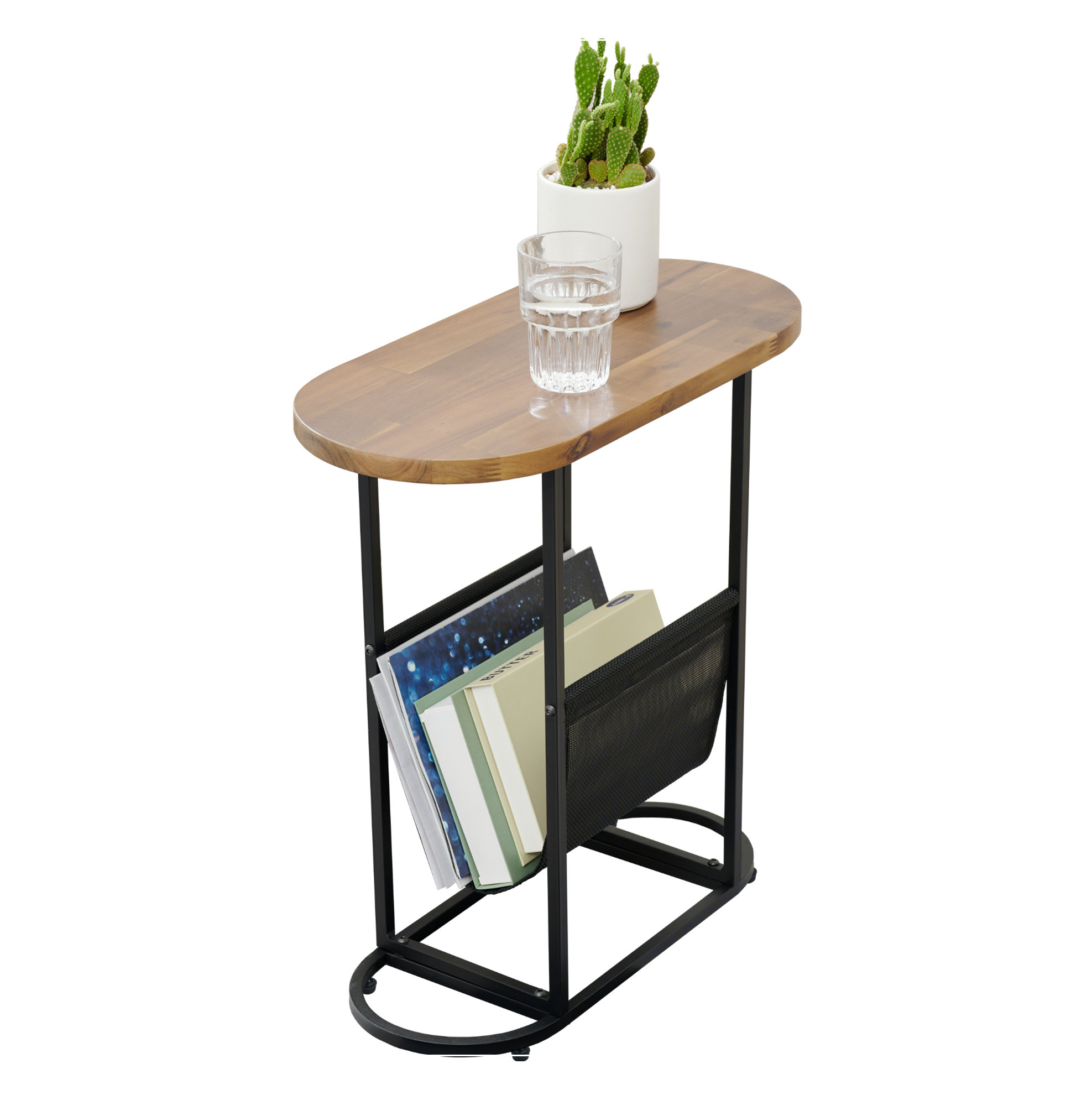 17 Stories Versatile Oval Small Side Table With Magazines Organizer And ...