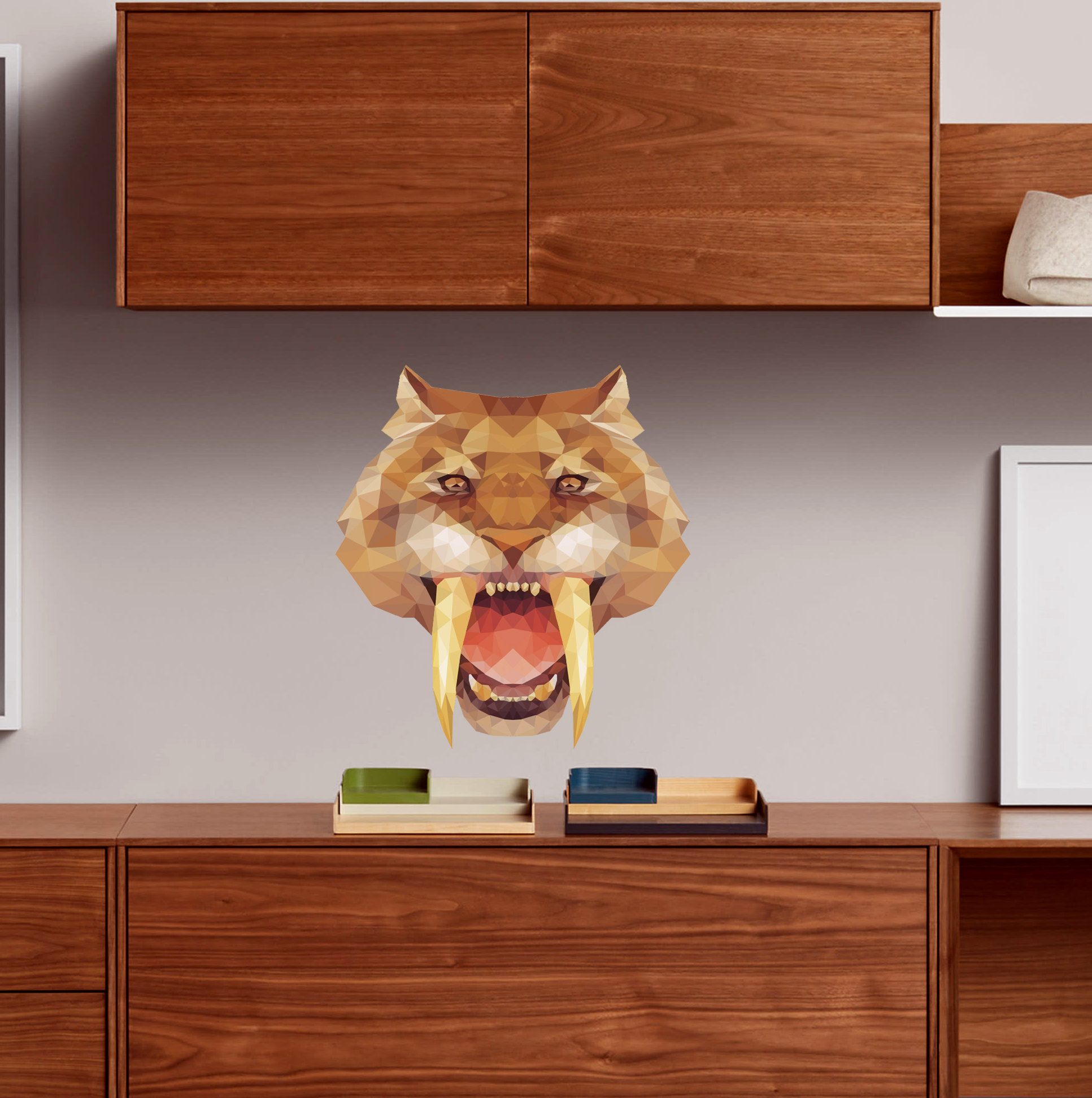 Trinx Polygonal Sable-Toothed Tiger Wall Decal | Wayfair