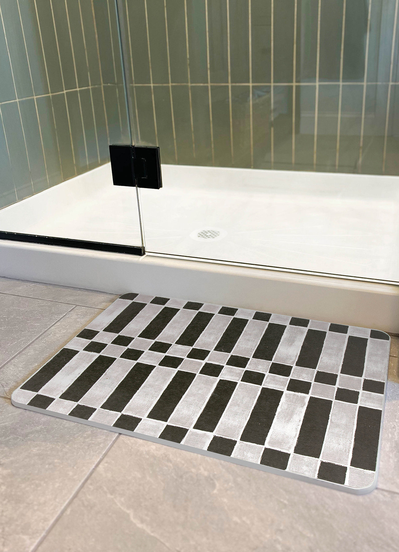 FloorPops Checker Black Stone Quick Drying Mat | Wayfair