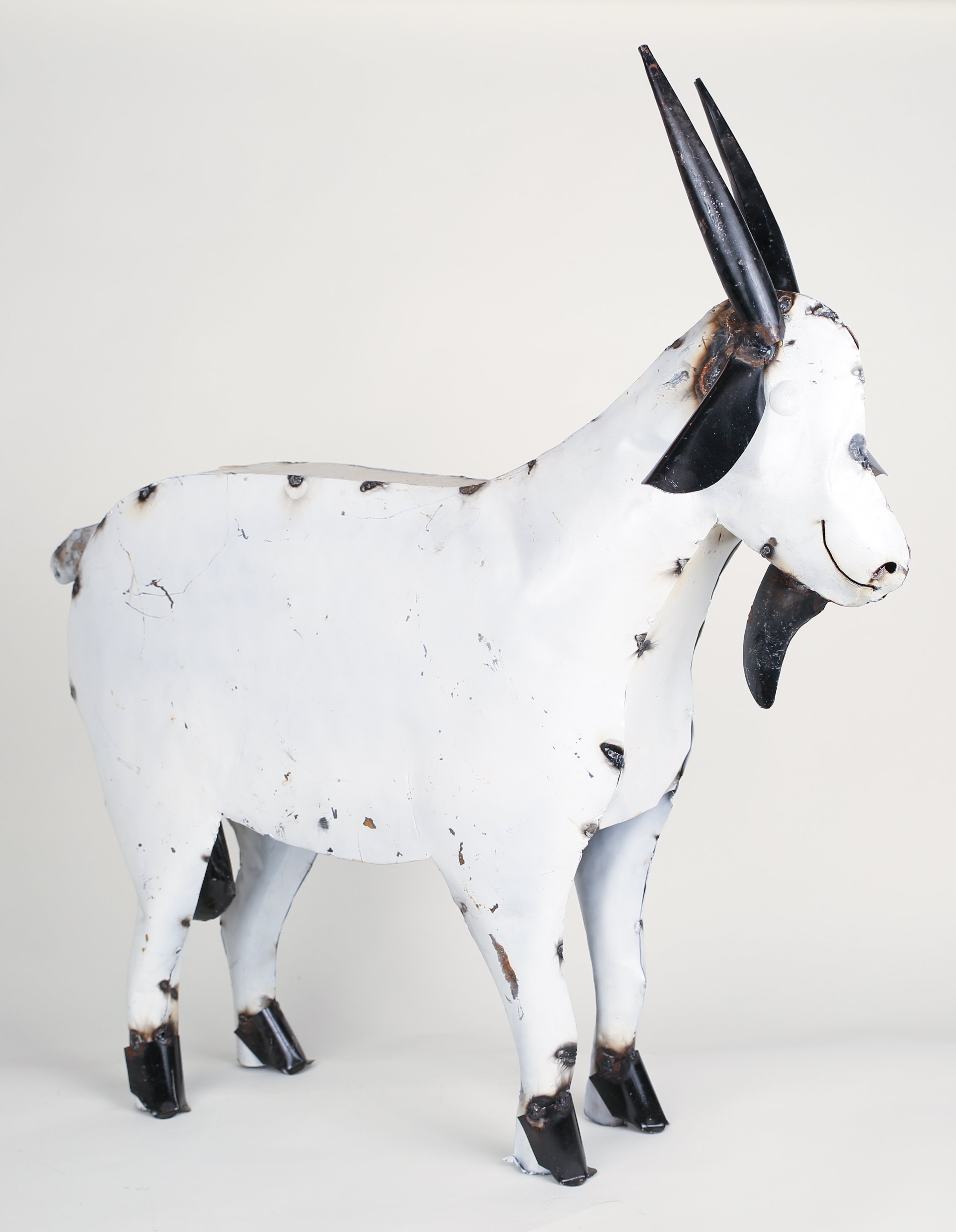 Rosalind Wheeler Large Recycled Metal Goat Statue & Reviews | Wayfair