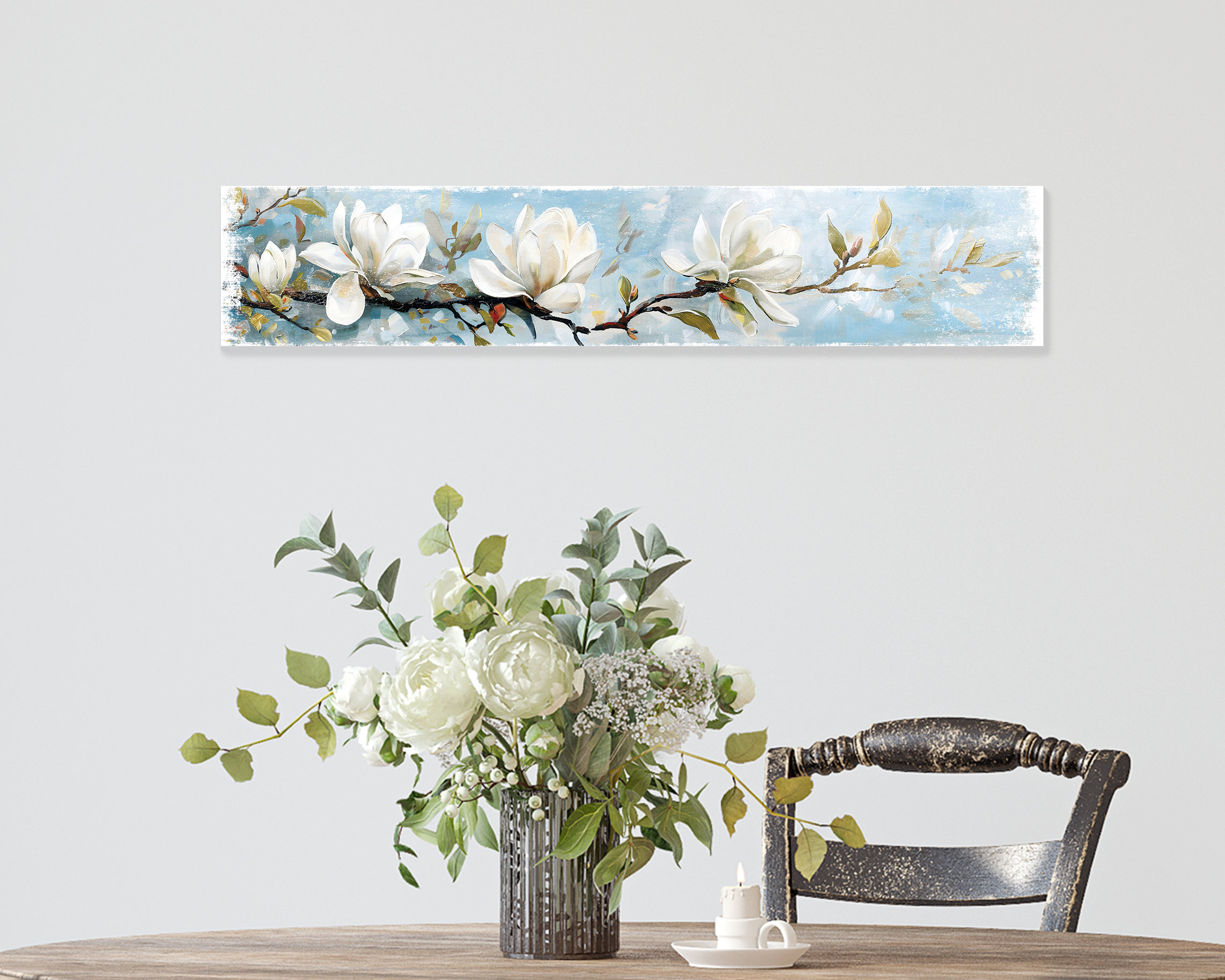 Winston Porter 36in Spring Magnolia Wall Sign | Oil Paint Style White ...