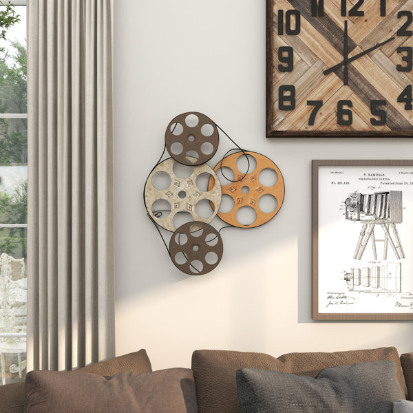 Williston Forge Metal Vintage Movie Reel Film Home Multi Colored Wall ...