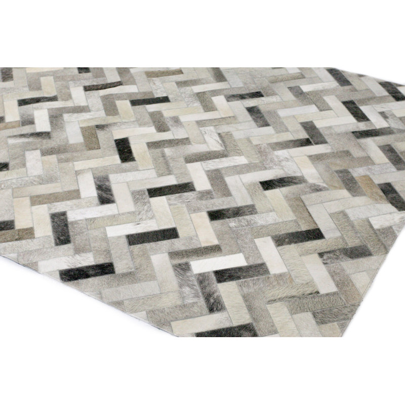 AllModern Marsha Handmade Cowhide Leather Ash Rug & Reviews | Wayfair