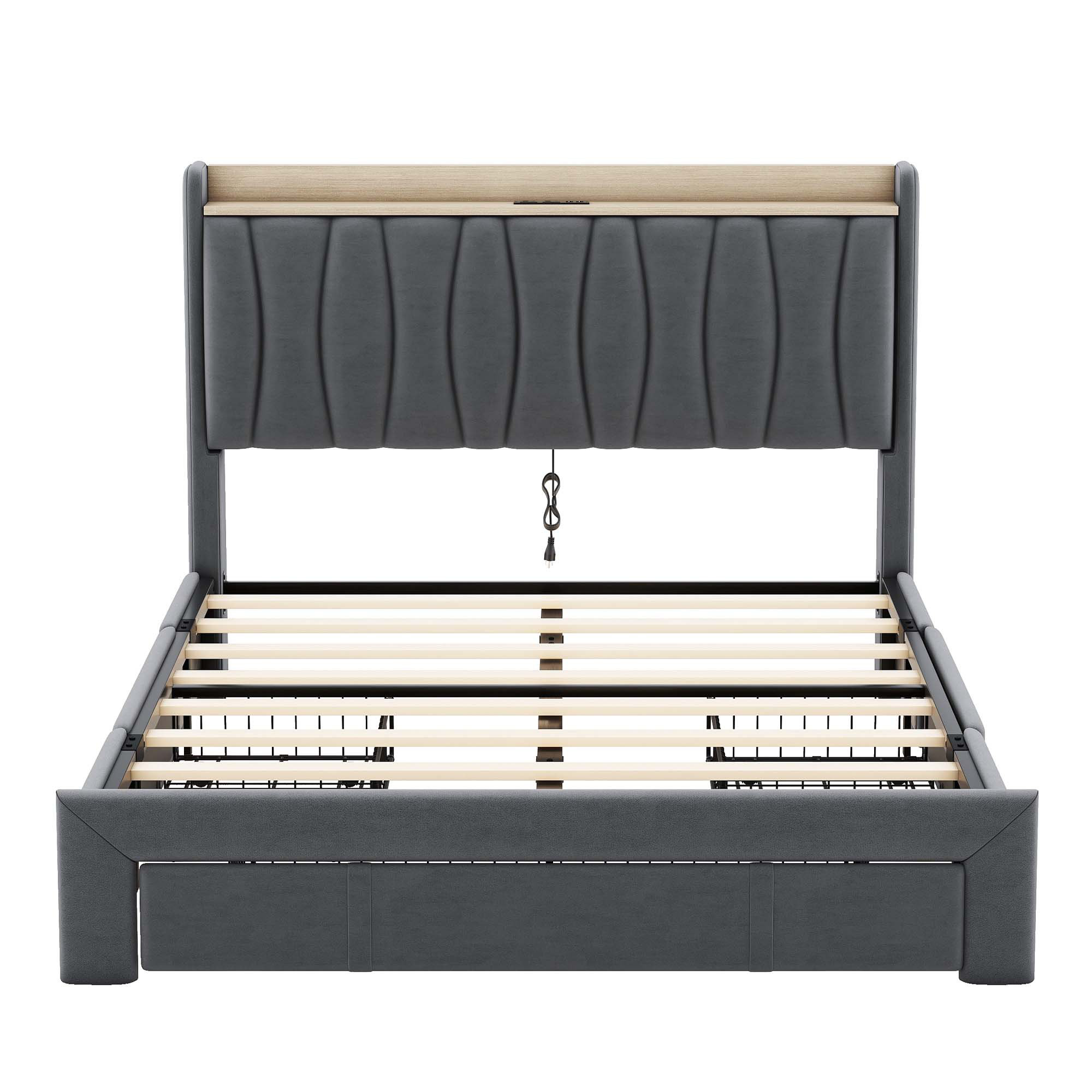 Latitude Run® Bed Frame With Storage Headboard And Charging Station & 3 ...