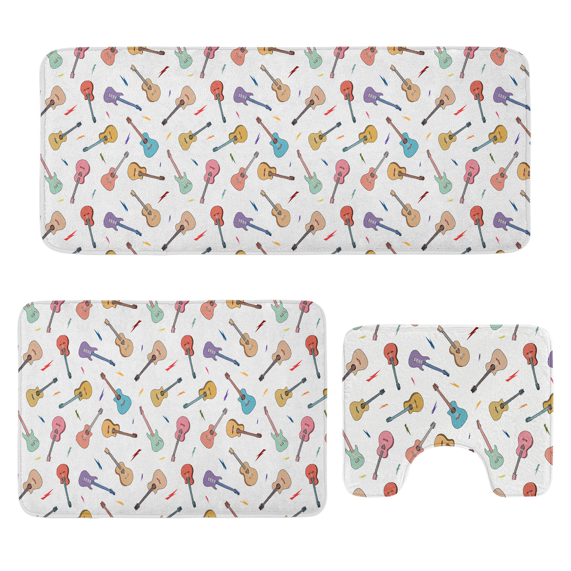 East Urban Home Guitar Bathroom Rug Set 3 Pieces U-Shape & Rectangle ...