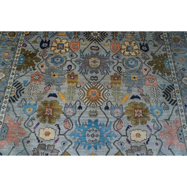 Bokara Rug Co., Inc. Handmade Hand-Knotted Wool Blue/Brown/Gray Rug ...