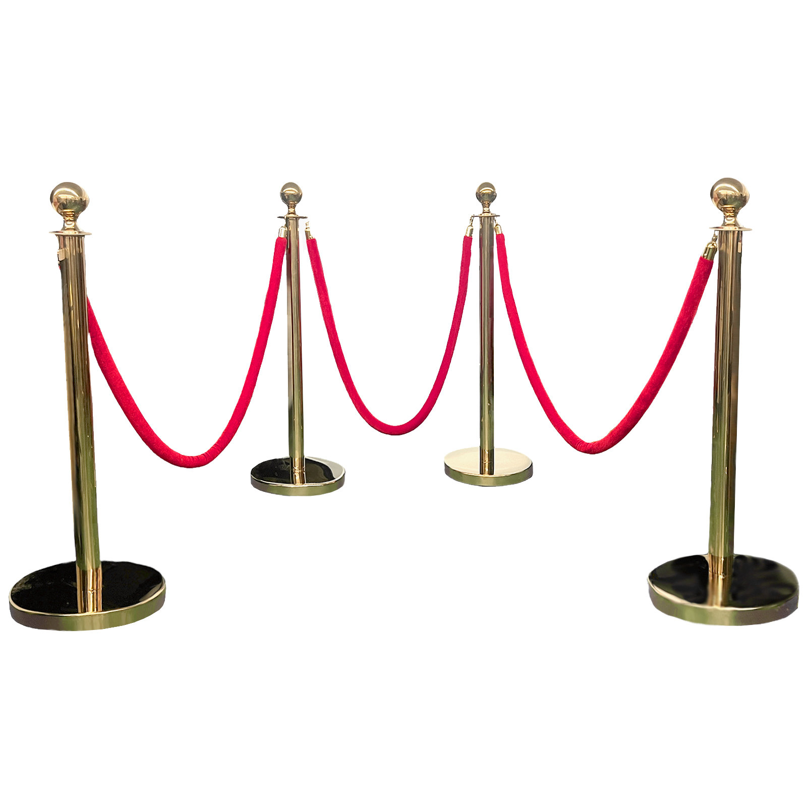Cyscratia Premium 4-pole 3-rope Gold Stanchion Set With 5ft Red Velvet ...