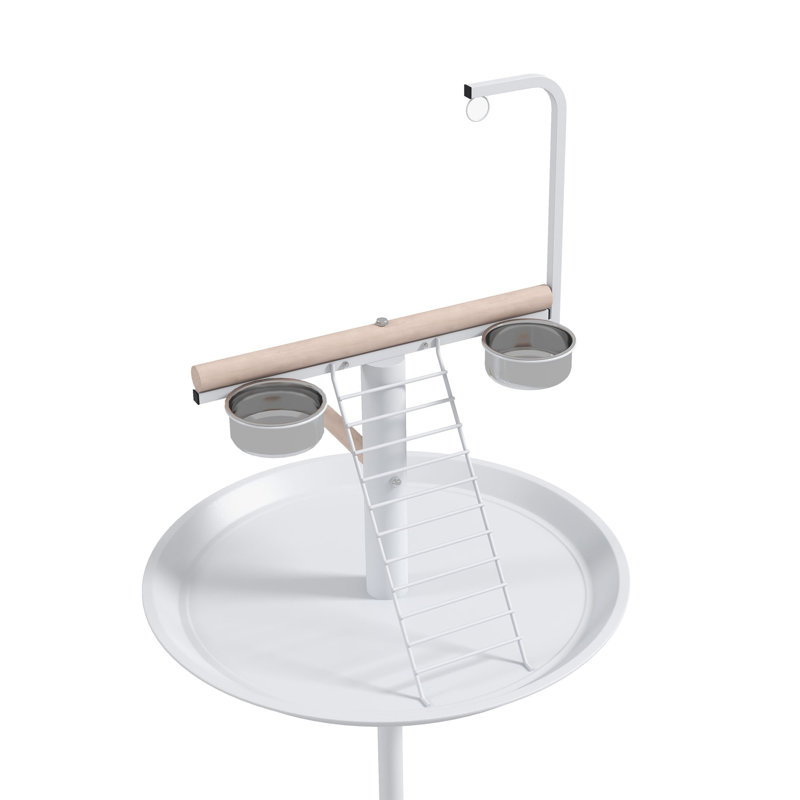 Pawhut Bird Stand, Parrot Stand With Wheels, Perches, Stainless Steel ...