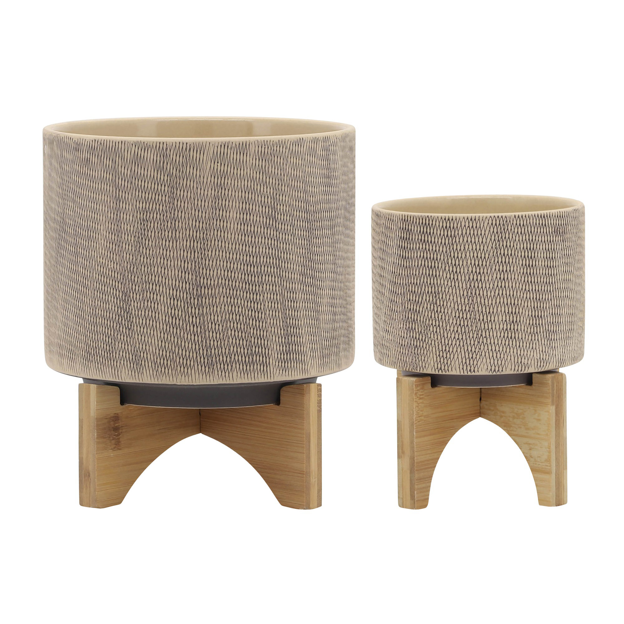 Wade Logan® Modern Neutral Ceramic Planter with Mesh Design on Stand ...