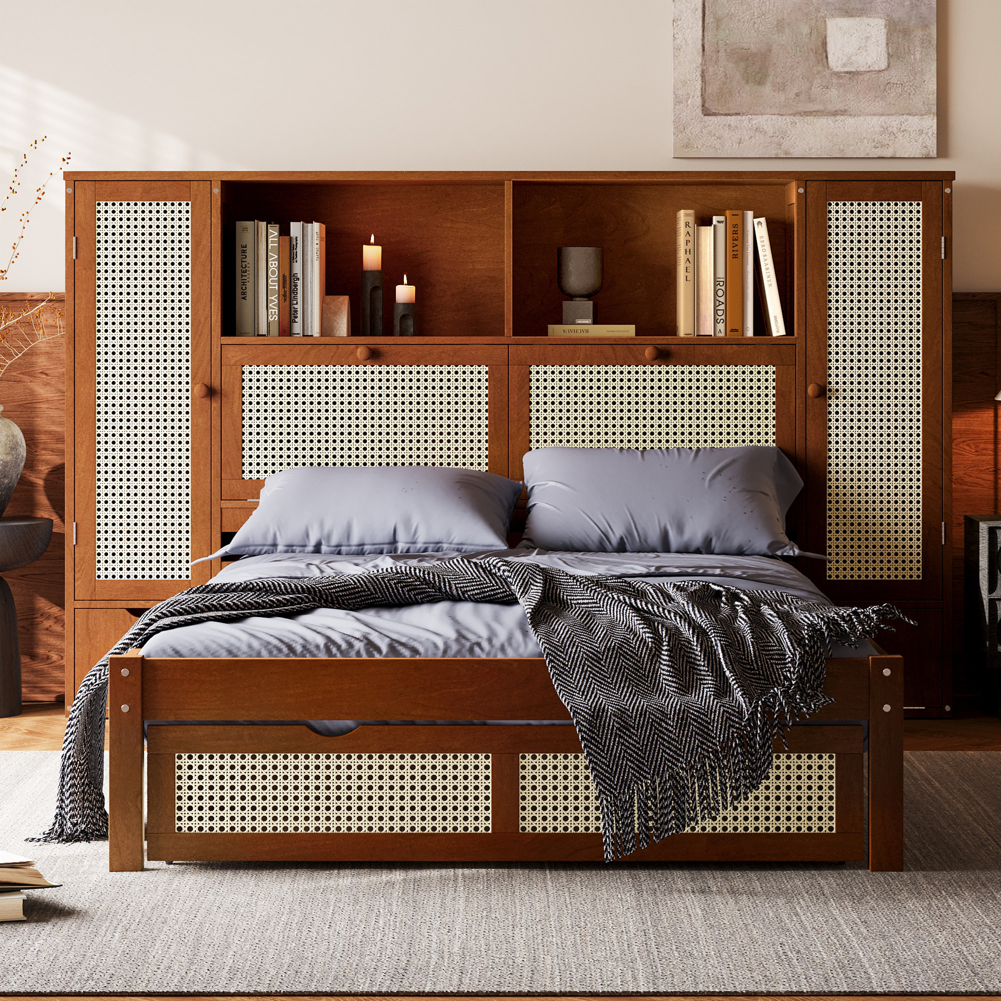 Bay Isle Home™ Twin Size Wooden Bed with Two Storage Lockers | Wayfair