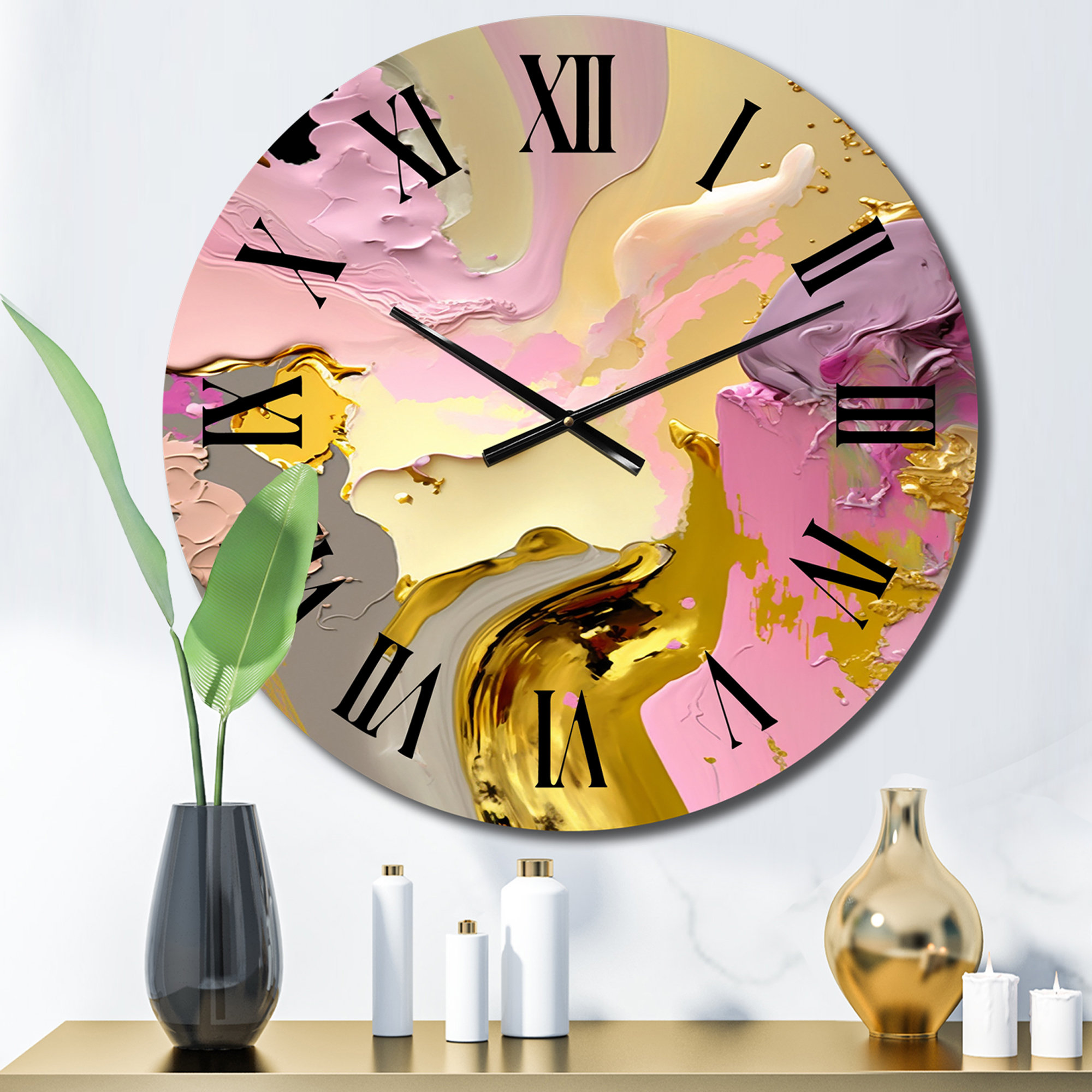 East Urban Home Retro Pink and Vintage Gold Bliss II - Abstract ...