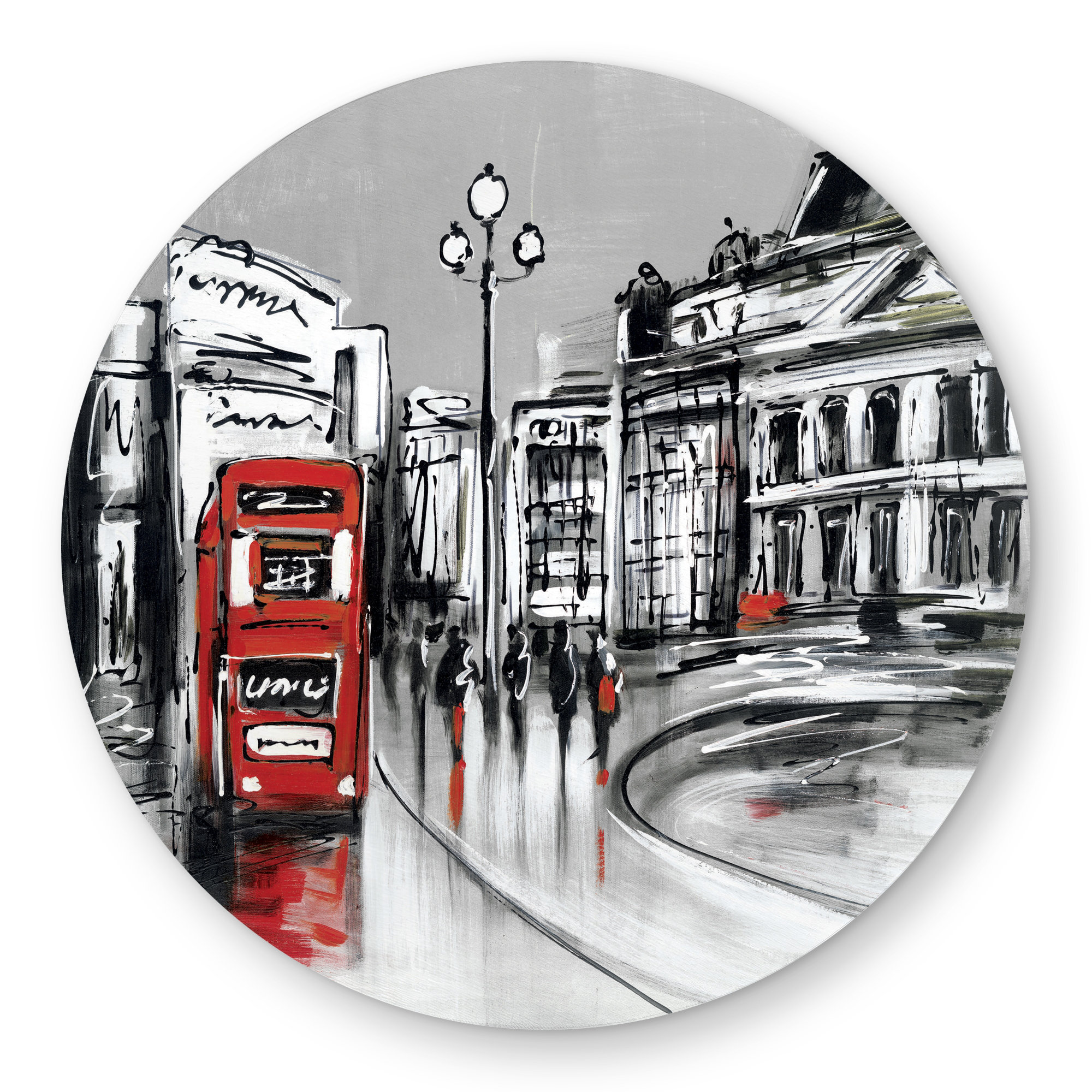 Begin Edition International Inc. Abstract Gray City Rug with Red Bus ...