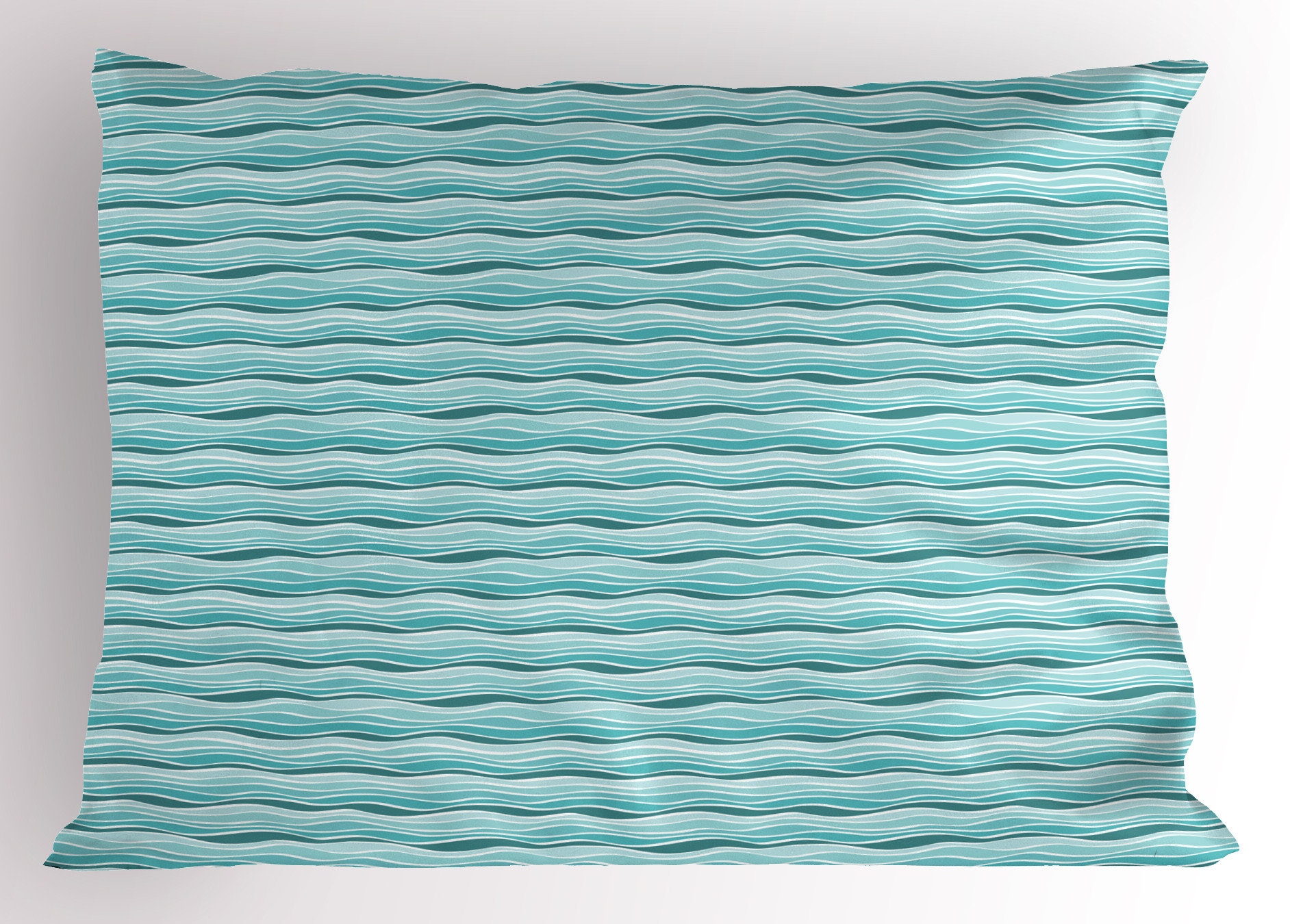 Ambesonne Abstract Pillow Sham 2 Pack Horizontal Aquatic Waves Seafoam ...