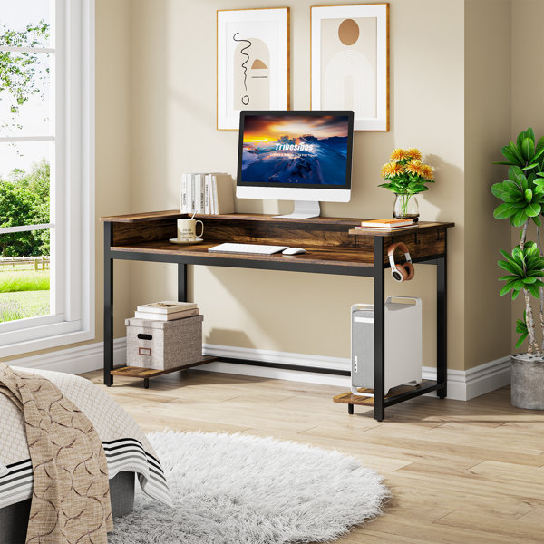 17 Stories Hasret 70.9 inches Large Computer Desk with Monitor Stand ...