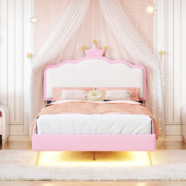 Mercer41 Upholstered Princess Bed With Crown Headboard | Wayfair