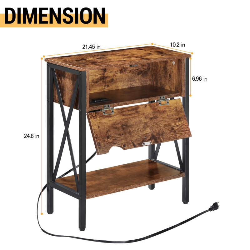 17 Stories End Table with Storage and Built-In Outlets | Wayfair