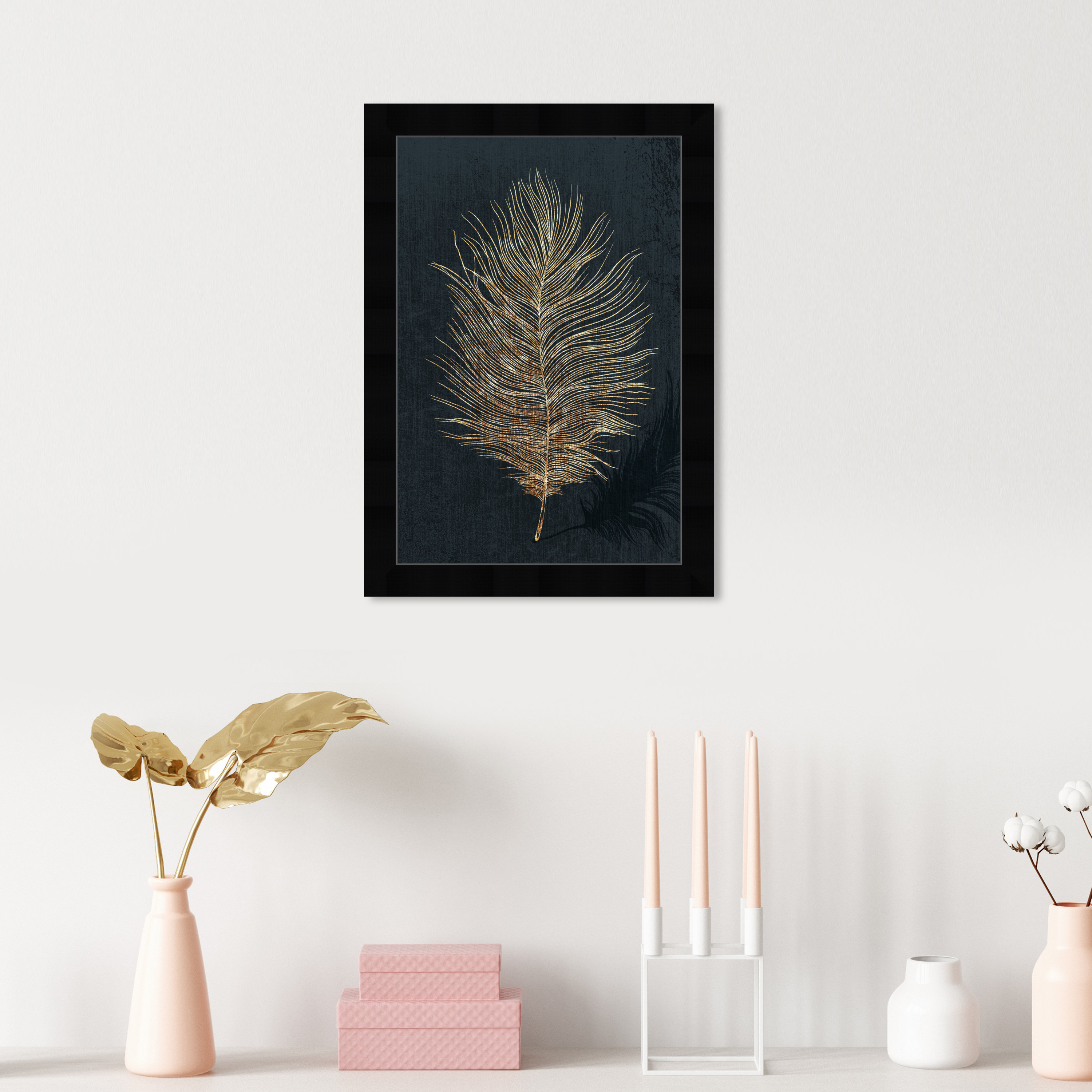 Oliver Gal Prints Metallic Quill Modern Black - Picture Frame Painting ...