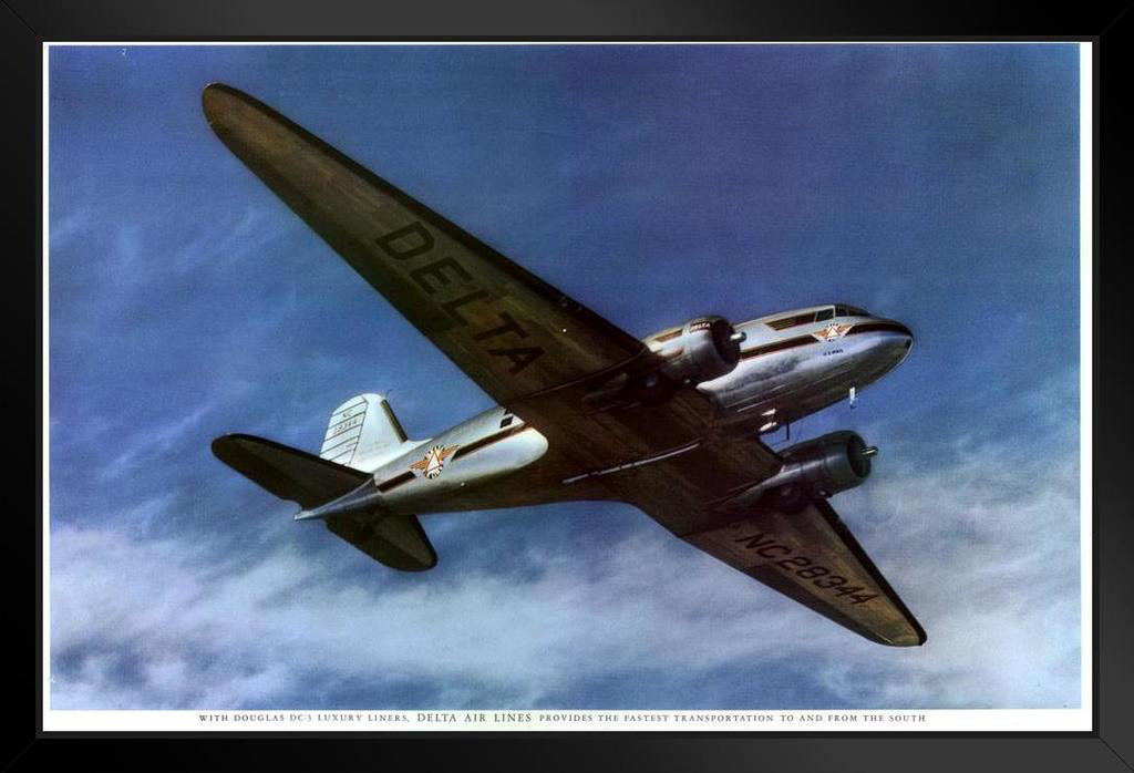 Poster Foundry " WPA War Propaganda Delta Air Lines Douglas DC3 Luxury ...