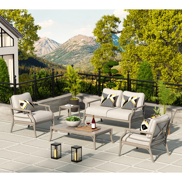 Peak Home Furnishings Lamando 4-person Patio Aluminum Conversation Set ...