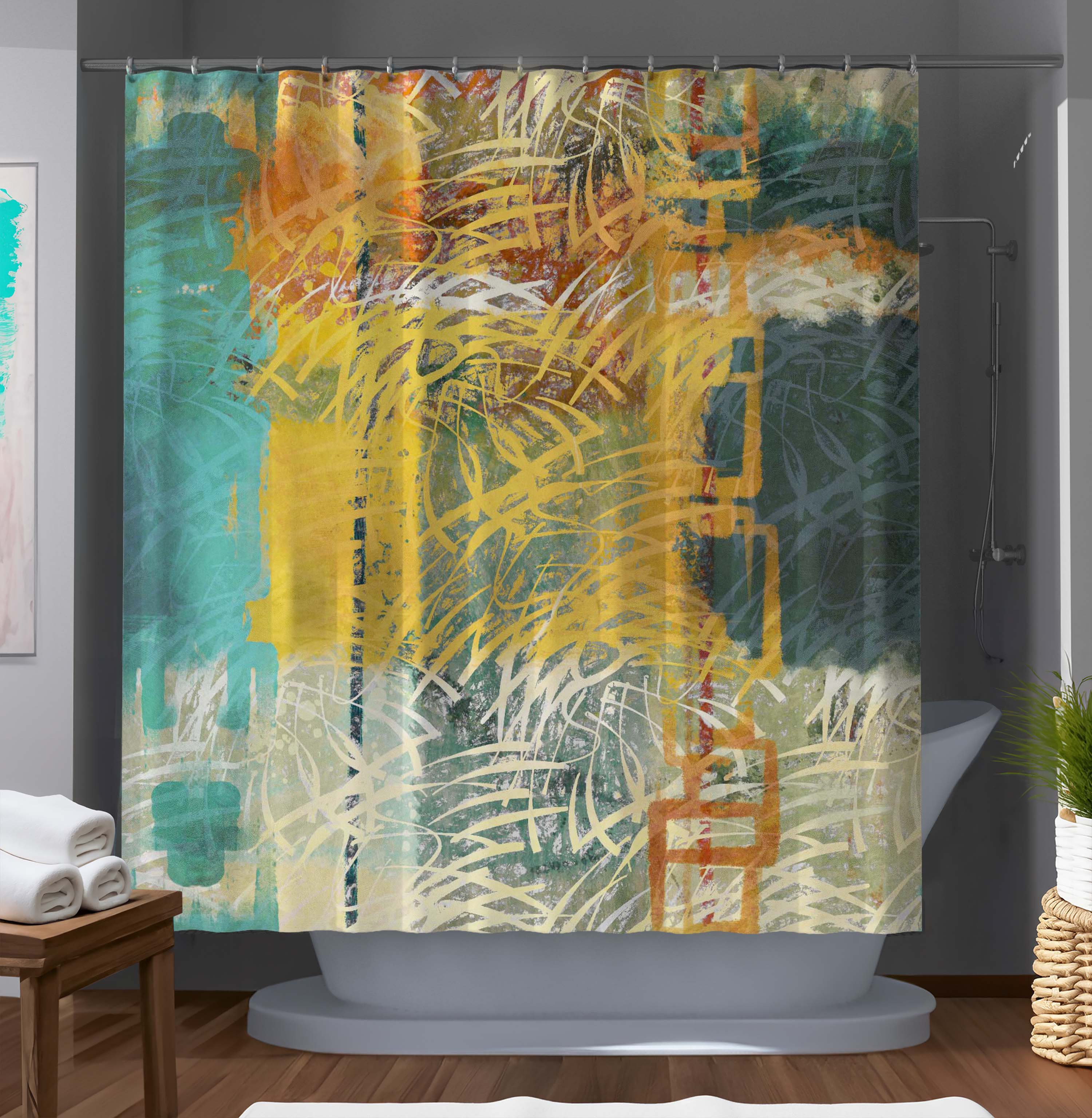East Urban Home Haletta Abstract Shower Curtain | Wayfair