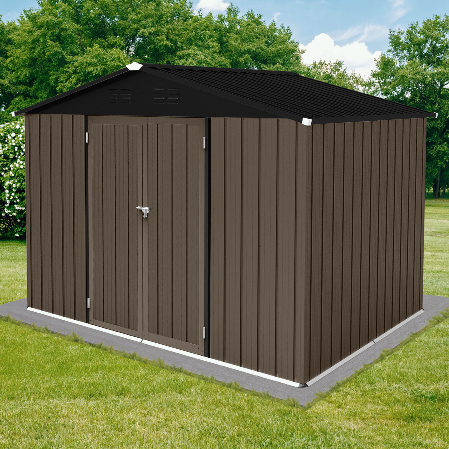 hanada Metal storage sheds with two Doors and vents | Wayfair