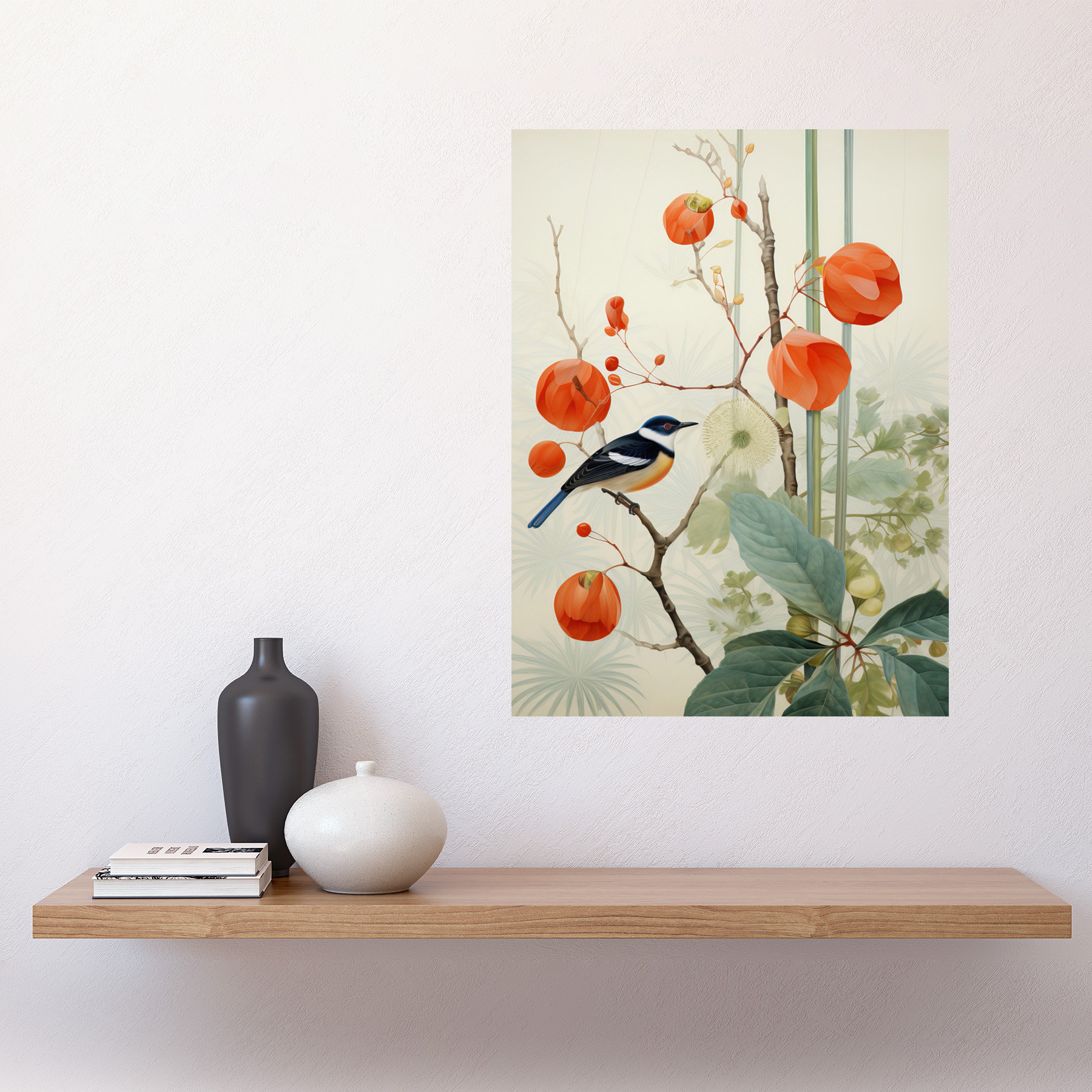 Marlow Home Co. Wall Art Print Small Bird on Blooming Tree Branch ...