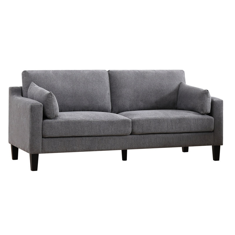 Latitude Run® Sherree 80" Grey Linen 3-Seater Oak Frame with 2 Throw ...