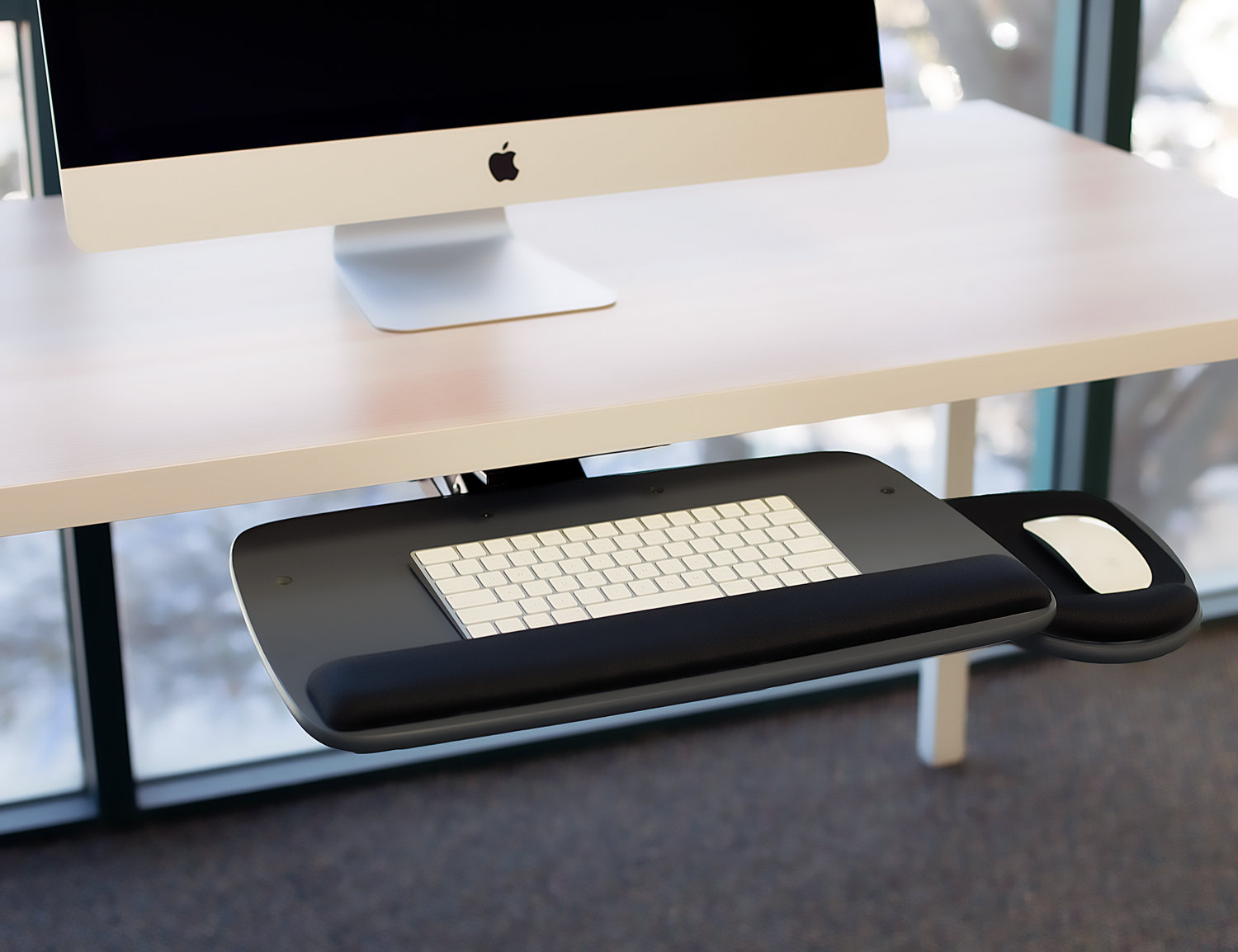 Mount-It! Adjustable Under Desk Keyboard Tray & Mouse Drawer Platform ...