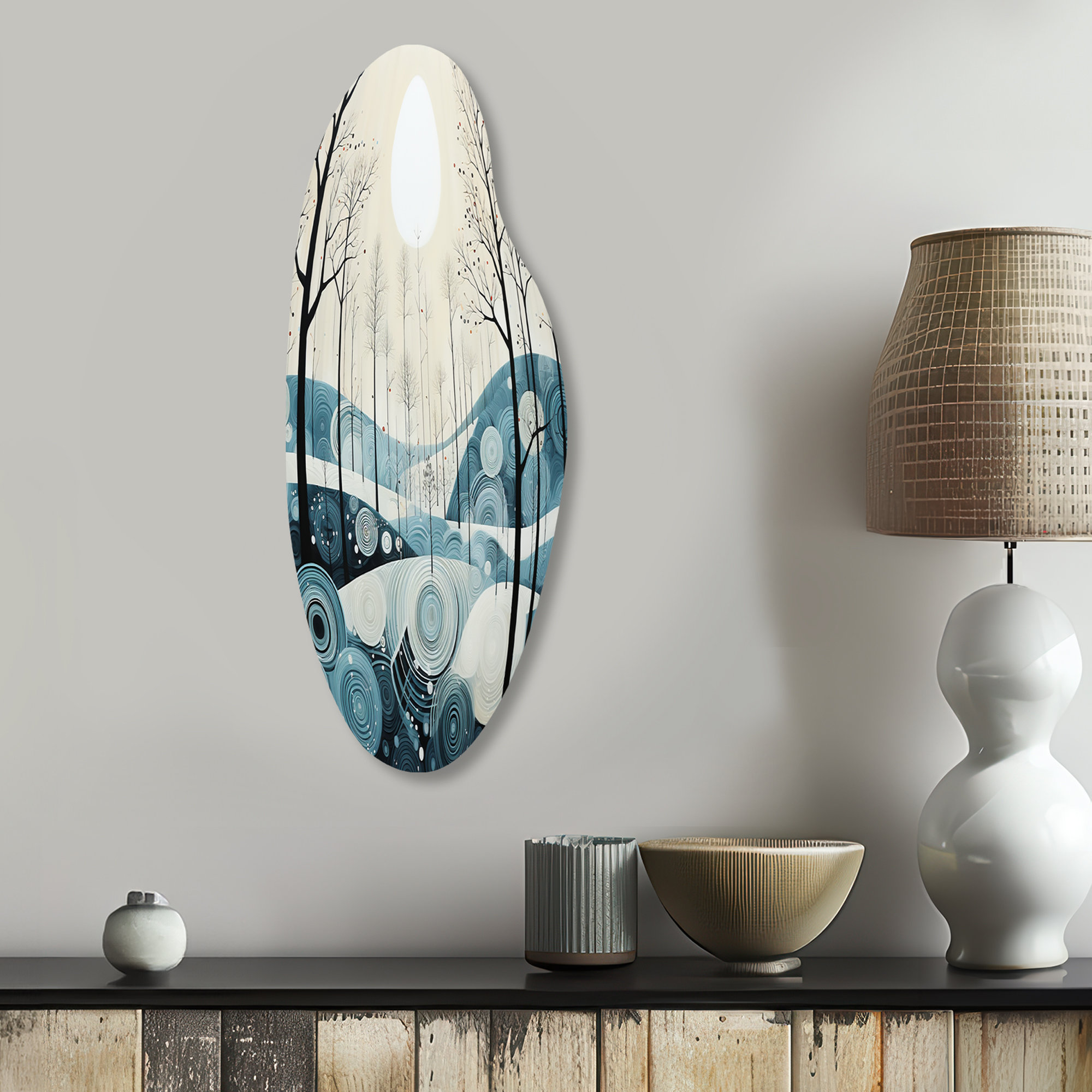 Design Art Blue White Modern Scandinavian Serenade II - Modern Curved ...