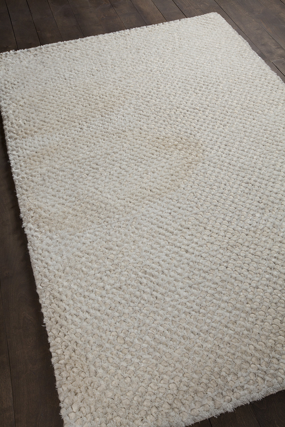 Winston Porter Lenz Shag Authentic Handmade White Modern Shag Wool ...
