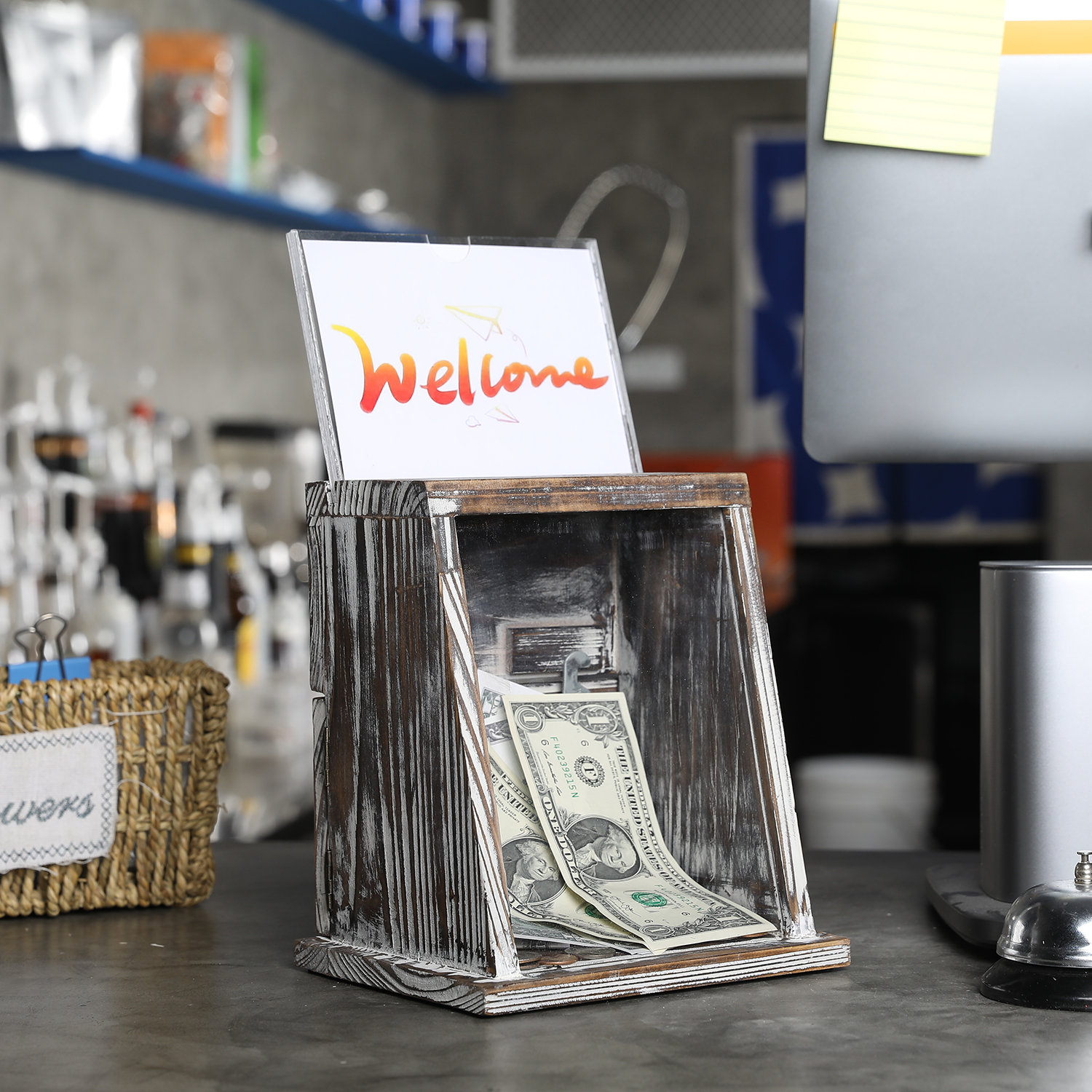 Gracie Oaks Chalkboard Sign Solid Wood Donation Box | Wayfair