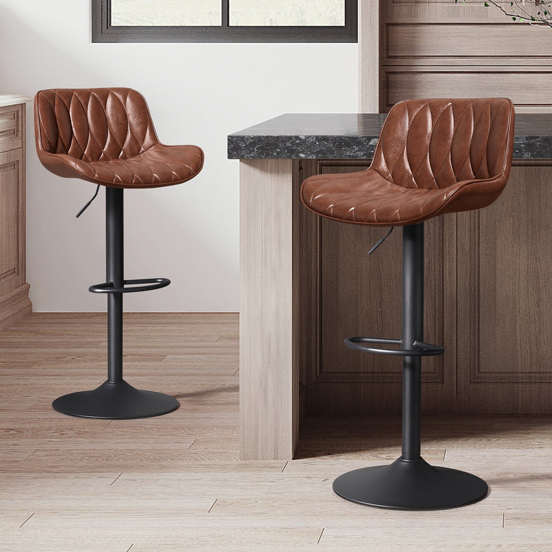 17 Stories Set of 2 Adjustable Height Swivel Bar Stool | Wayfair