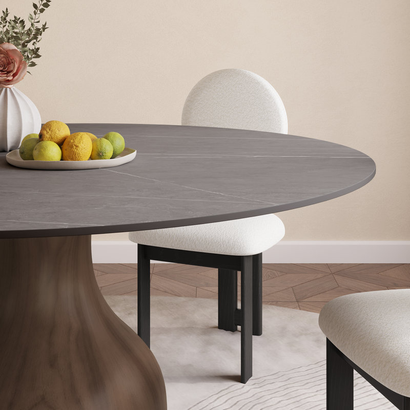 Orren Ellis Gray Farmhouse Pedestal Louree Round Kitchen Table | Wayfair