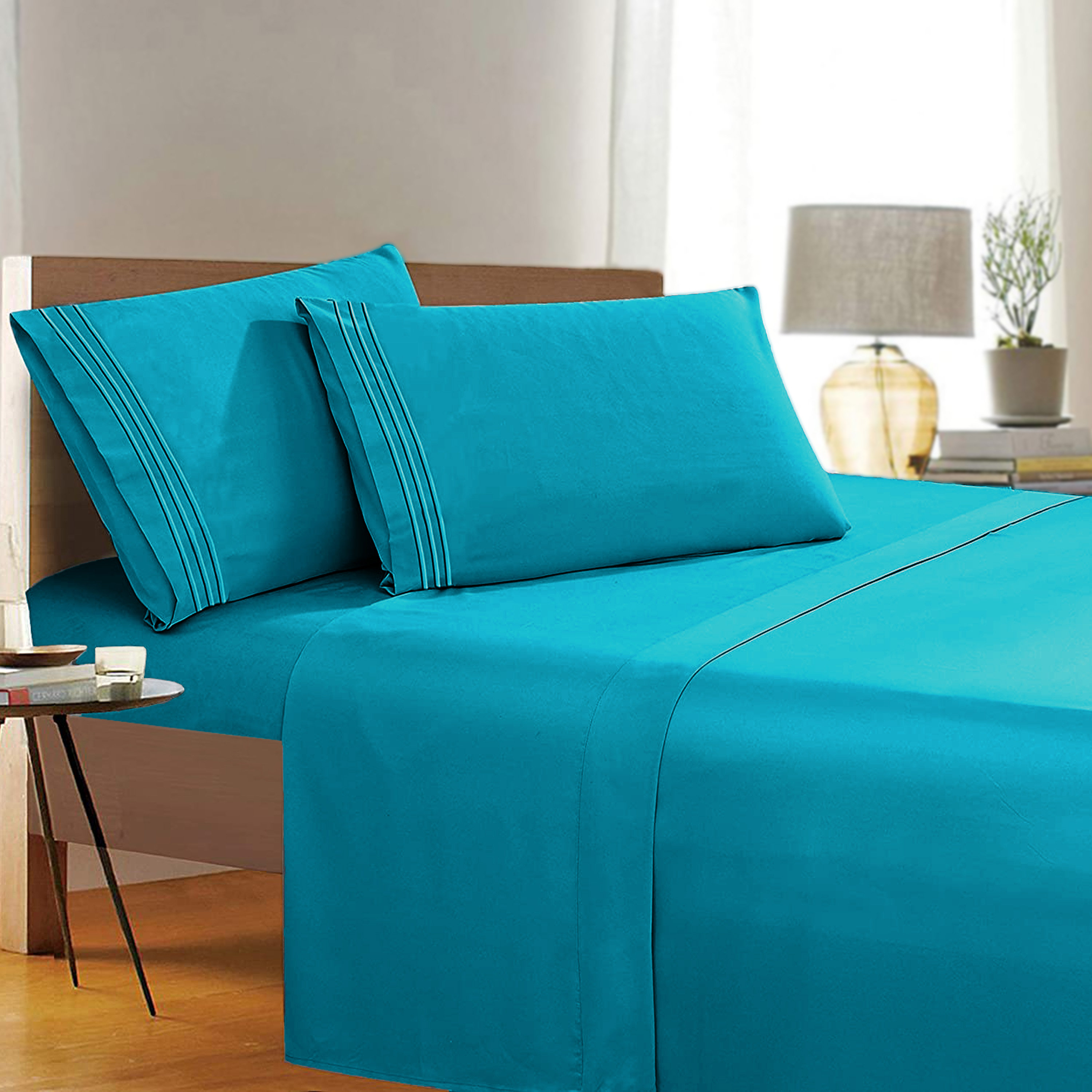 ELEGANT COMFORT Microfiber Percale - Set of 4 & Reviews | Wayfair