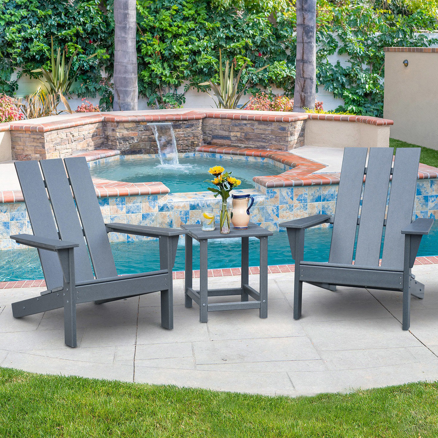 Rosecliff Heights 3Pcs Outdoor Adirondack Chairs,Patio Chairs With Side ...