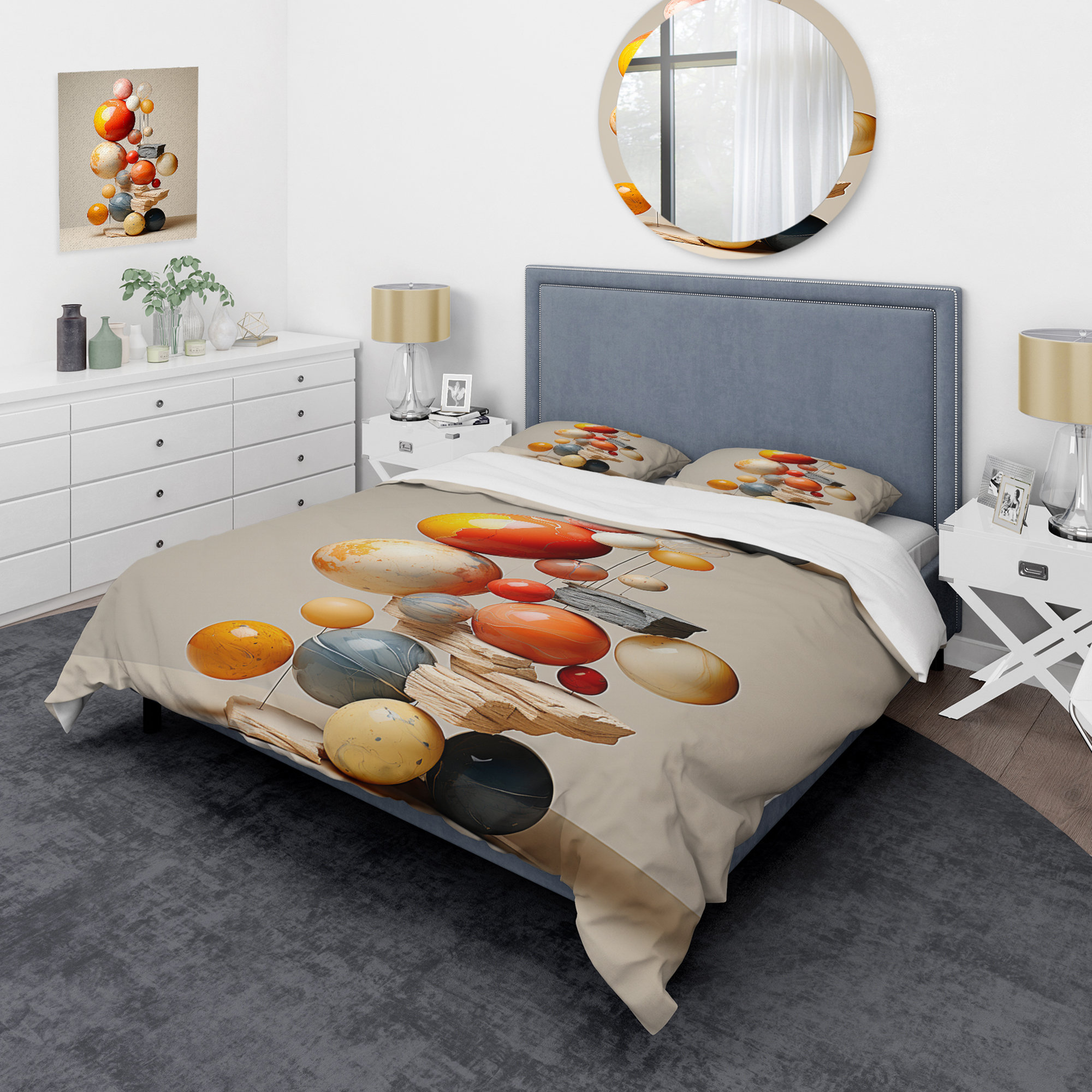 Design Art Abstract Geometric Marbles Pyramid I - Abstract Modern ...