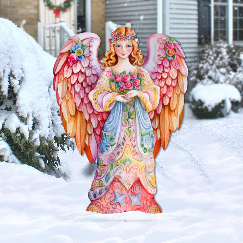 Designocracy Floral Angel Figurine | Wayfair