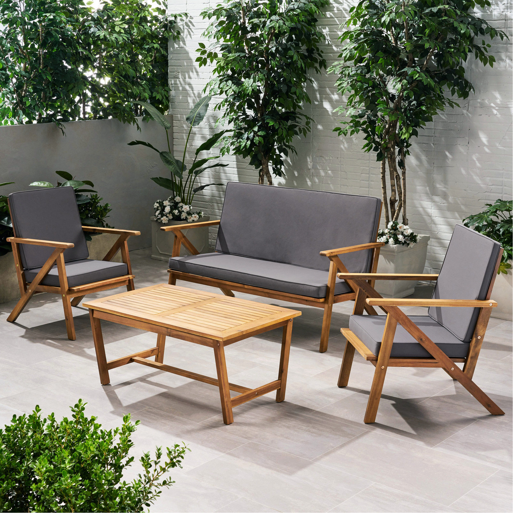 Latitude Run® Outdoor 4pc Chat Arrangement With Waterproof Fabric ...