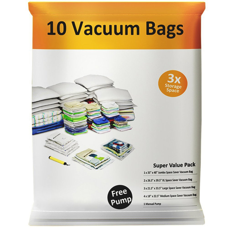 Everyday Home 10-Piece Vacuum Storage Bags Set - Space-Saving Airtight ...